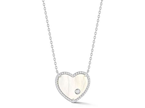 Sterling Statements Rhodium Over Sterling Silver Mother Of Pearl Heart