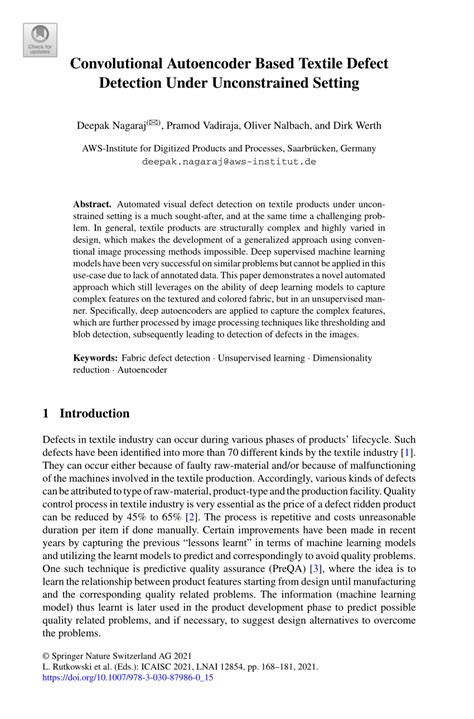 Pdf Convolutional Autoencoder Based Textile Defect Detection Under