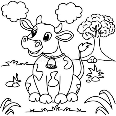 Dessin Humoristique Vache Personnages Vectoriel Illustration Livre De Coloriage Pour Enfants