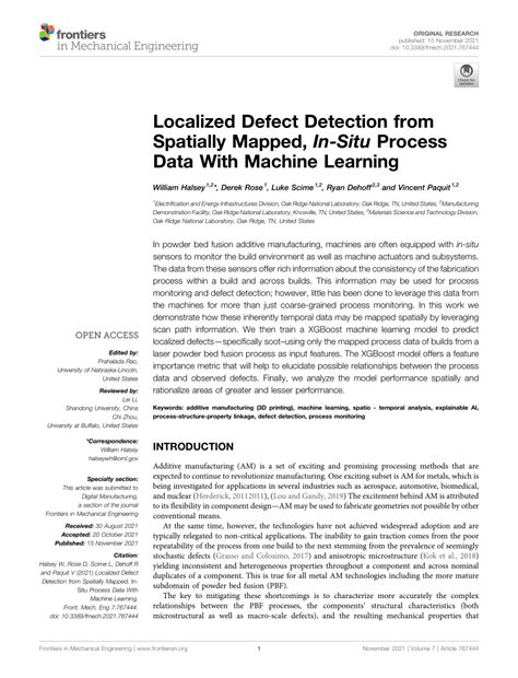 pdf localized defect detection from spatially mapped in situ process