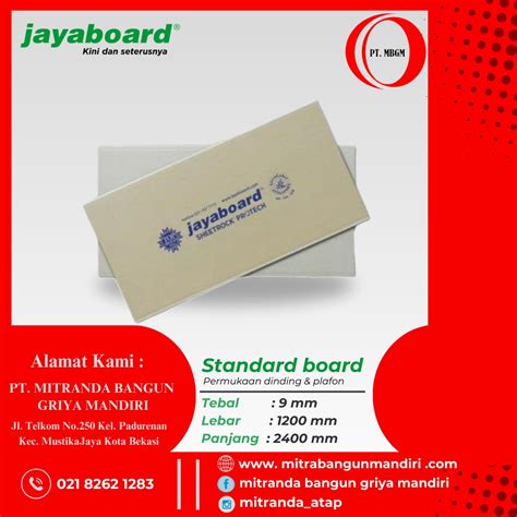 Gypsum Jayaboard Tebal 9 Mm Pt Mitranda Bangun Griya Mandiri