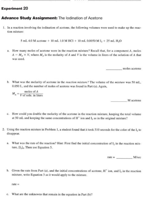 Solved Experiment 20 Advance Study Assignment The