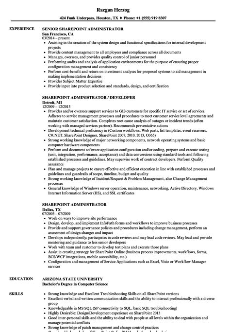 Sharepoint Administrator Resume Samples Velvet Jobs