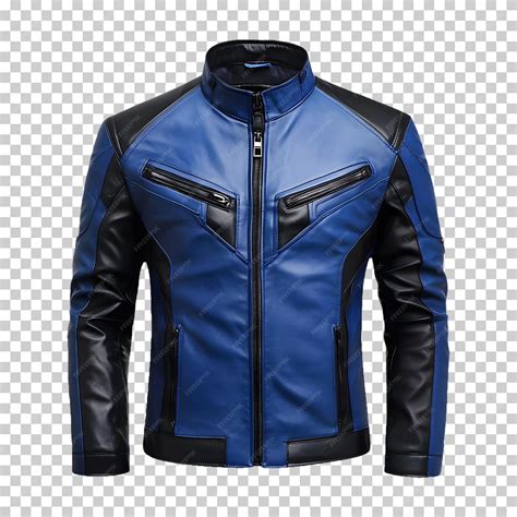 Blue And Black Mens Faux Leather Motorcycle Jacket Windproof Warm And