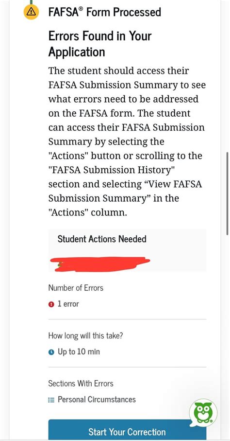 “errors Found In Your Application” Rfafsa