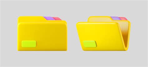 3d yellow open empty file folder icon without document isolated on