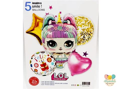 Pack De 5 Globos Lol Arcoiris Con Helio Algarabia