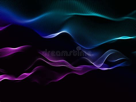 3d Abstract Network Technology Background With Flowing Particles Stock
