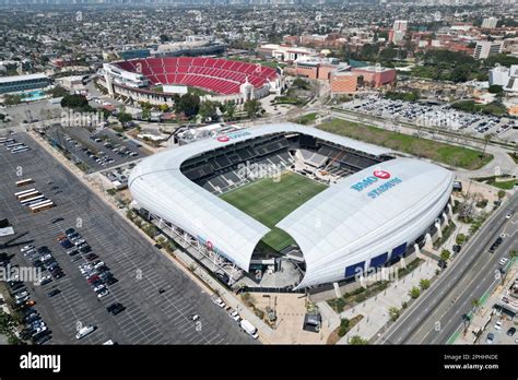 A General Overall Aerial View Of Bmo Stadium Foreground And The Los