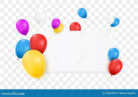 Blank Banner With Color Balloons Vector Illustration Cartoondealer