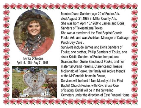 Monica Diane Sanders 1968 1988 Find A Grave Memorial