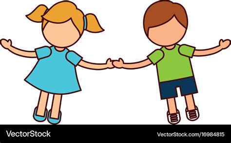Cute Holding Hands Cartoon Symbols Of Love Friendship And Unity