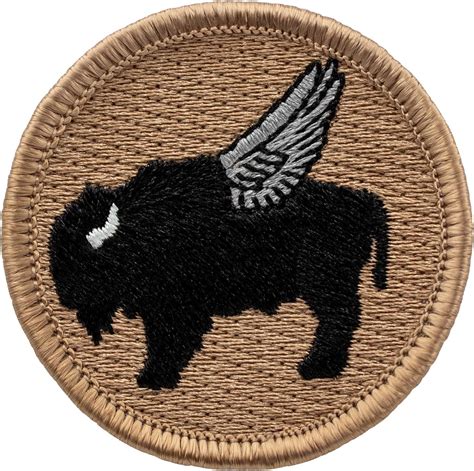 Black Flying Buffalo Patrol Patch 2 Diameter Round Embroidered Patch Hook