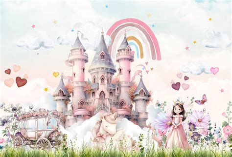 Unicorn Princess Castle Wall Mural Nursery Room Wallpaper