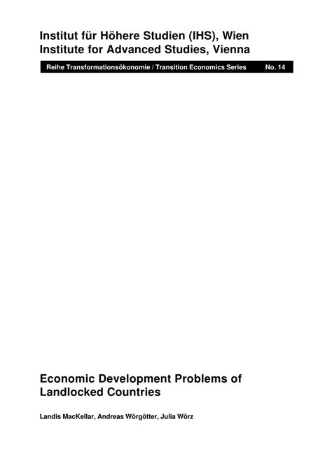 Pdf Economic Development Problems Of Landlocked Countries