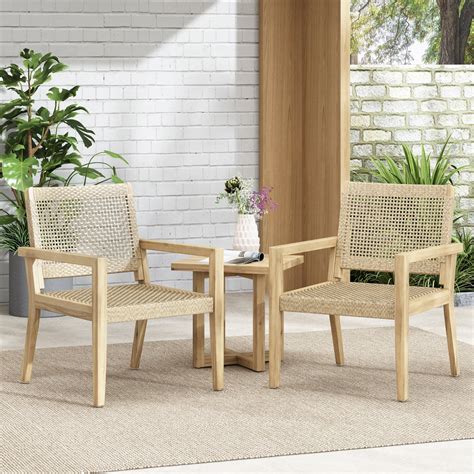 Outdoor Mid Century Wicker Club Chairs Set Of 2 Outdoor Club Chairs