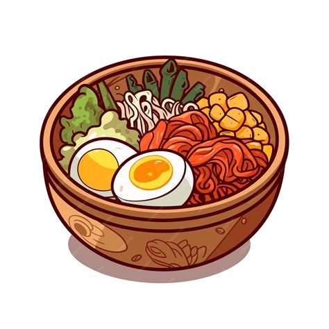 Premium Vector A Cartoon Bibim Naengmyeon Korea Food Vector Illustrator Generative Ai
