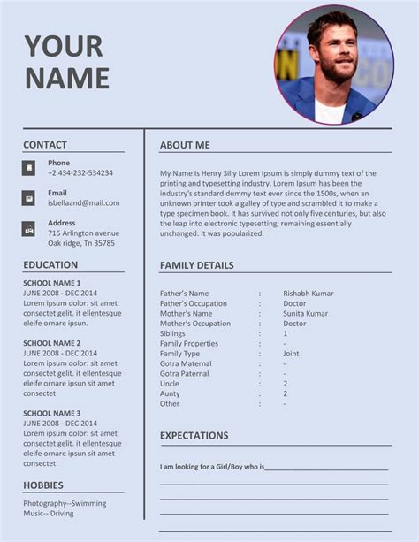 Biodata Format With Editable Font Styles Download Word Docx