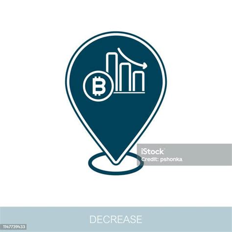 Bitcoin Rate Decrease Pin Map Icon Stock Illustration Download Image