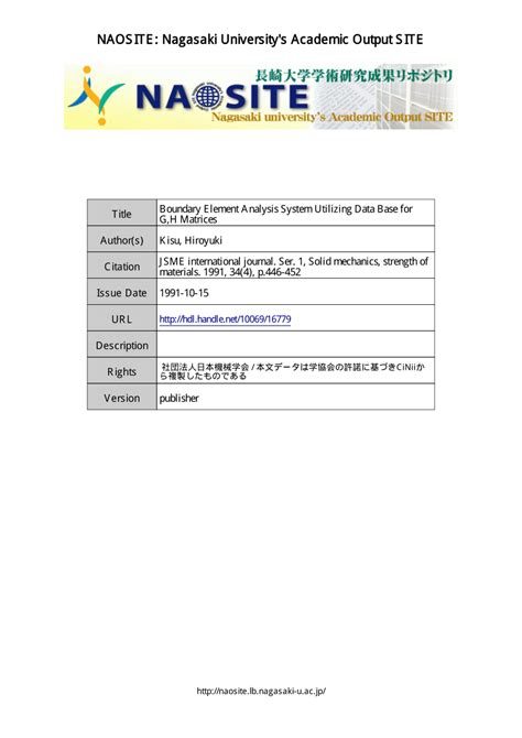 Pdf Boundary Element Analysis System Utilizing Data Base For Gh Matrices