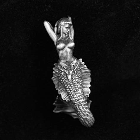925 Sterling Silver Mermaid Pendant Nude Beauty Art Necklace Fantasy
