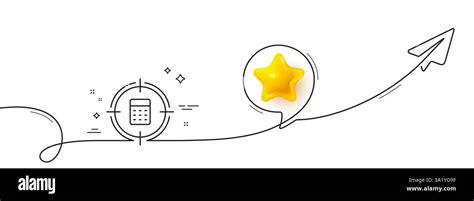 Calculator In Target Line Icon Accounting Sign Continuous Line With Plane Vector Stock Vector