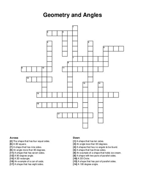 Geometry And Angles Crossword Puzzle