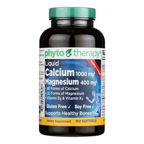 Phyto Therapy Liquid Calcium With Magnesium 1000 Mg 180 Softgels