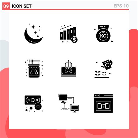 9 Thematic Vector Solid Glyphs And Editable Symbols Of Bundle Sweet