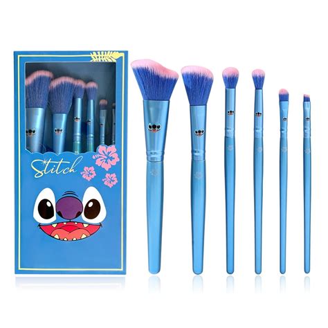 Stitch Cute Cartoon Themed Makeup Brush Set 6 Piece Cosmetic Brushes