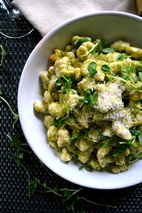 Fresh Ricotta Cavatelli With Pea Sprout Pesto