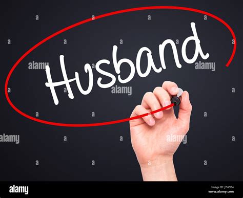 Man Hand Writing Husband With Black Marker On Visual Screen Isolated
