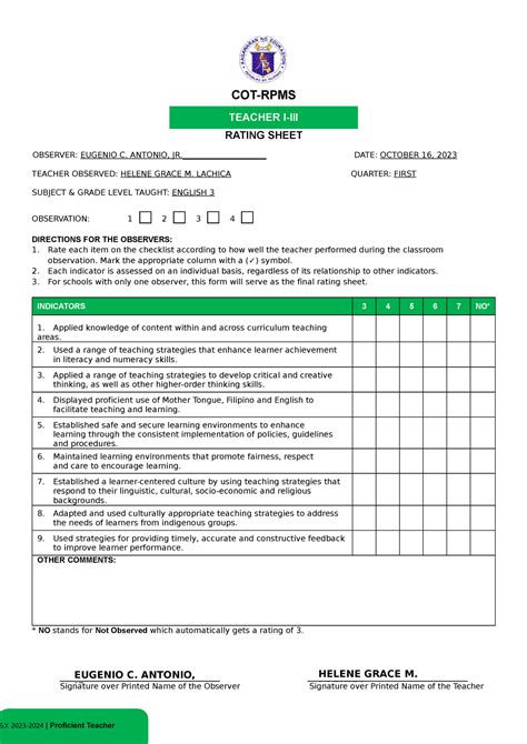 Appendix C 03 Cot Rpms Rating Sheet For T I Iii For Sy 2023 2024