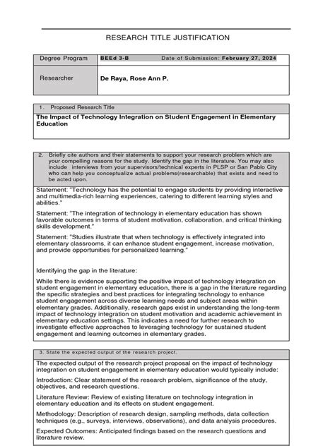 Research Title Justification Pdf Methodology Motivation