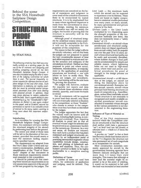 Structural Proof Testing By Stan Hall Soaring Mag Sept 1981 Pdf