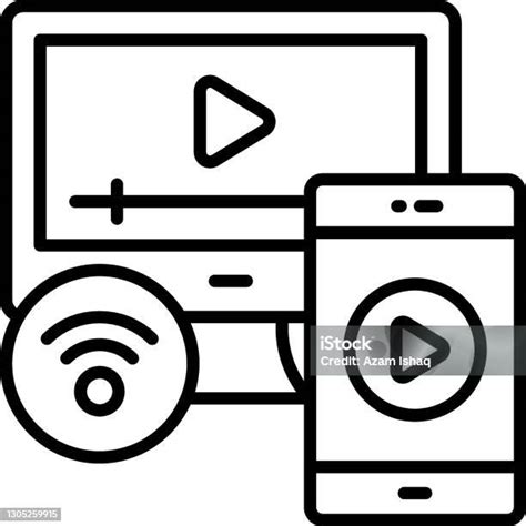 멀티미디어 사물 인터넷 개념 벡터 라인 아이콘 디자인 흰색 배경에 사물 인터넷 기호 Iot 및 자동화 스톡 일러스트 Lcd에 대한 스톡 벡터 아트 및 기타 이미지 Istock