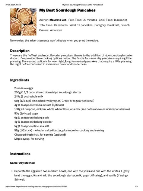 The Perfect Pancakes Pdf