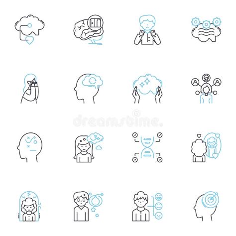 Cognitive Process Linear Icons Set Perception Attention Memory