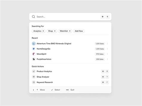 search results modal interaction app design layout ui design website