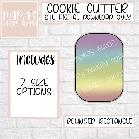 Rounded Rectangle Plaque Cookie Cutter Stl File Digital Download Etsy
