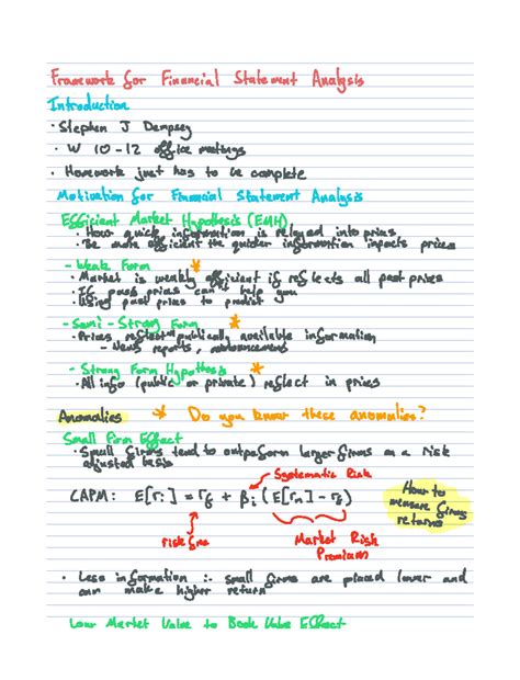 Chapter 1 Framework For Financial Statement Analysis Framework