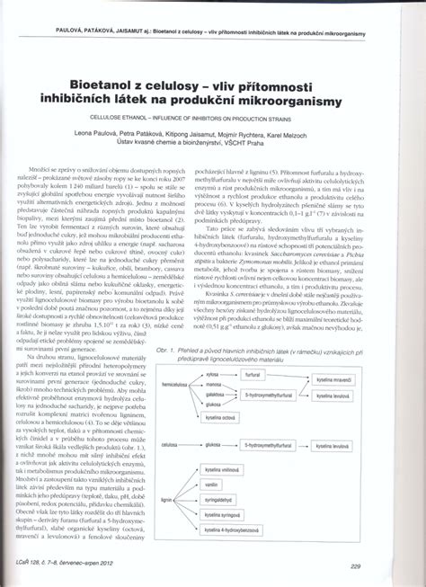 Pdf Cellulose Ethanol Influence Of Inhibitors On Production Strains