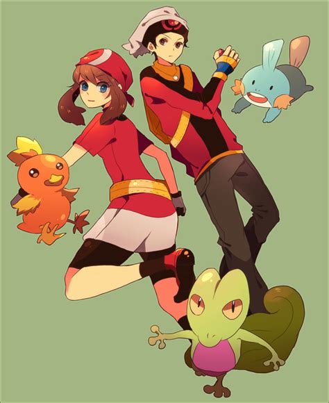 May Brendan Torchic Mudkip And Treecko Pokemon And 2 More Drawn