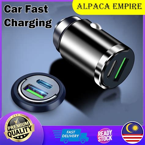 100w Mini Car Phone Charger Tiny Dual Port Adapter Fast Charging Home And Car Use Shopee Malaysia