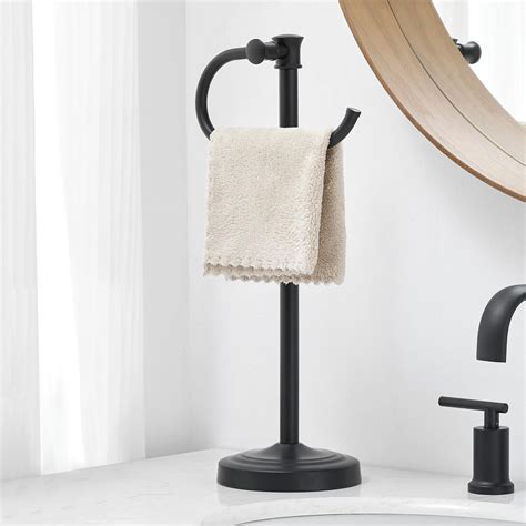 Besy 14 Inch Matte Black Stand Towel Bar Hanger Hand Towel