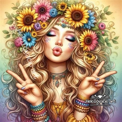 Hippie Sunflower Hippie Emoji Flower Power Hippie Art Girly Art