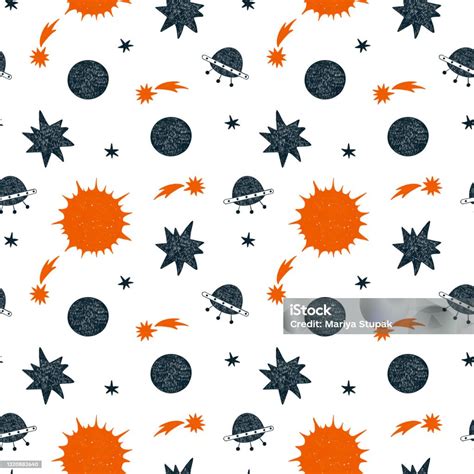 단순히 코스모스 패턴 귀여운 매끄러운 질감 Ufo 별과 혜성 백고운 기하학적 스칸디나비아 인쇄 공간 텍스처 트렌디 한 벽지 디자인 원활한 장식 유치한 만화 장식 0명에 대한