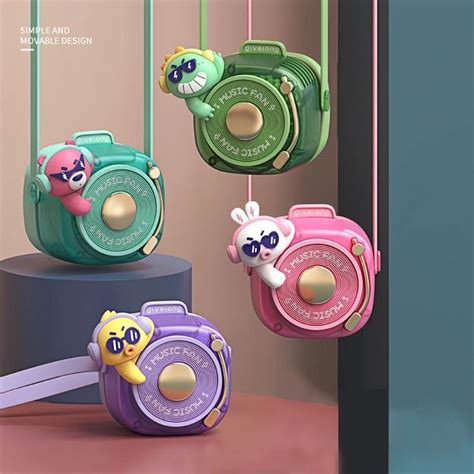 1 יחידה מאוורר צוואר תלייה מצויר חמוד מאוורר נייד קטן נטען Usb לכף ידשולחן עבודהצוואר לקיץ