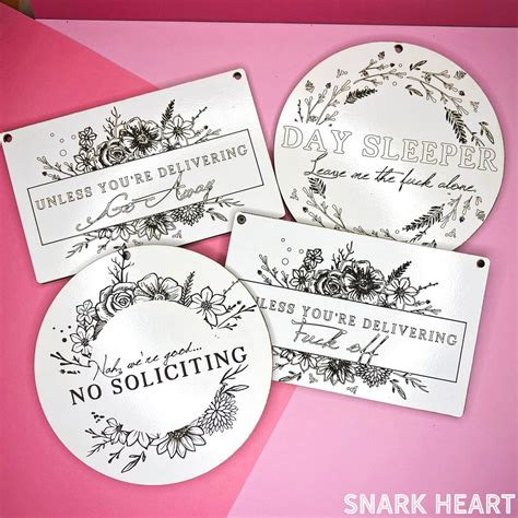 Funny No Soliciting Svg Sign For Glowforge Laser Cutterhilarious White