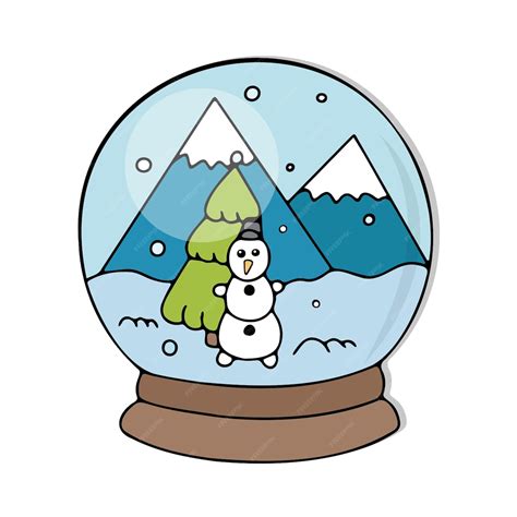 Um Globo De Neve Estilo Doodle Desenhado à Mão Ilustração Vetorial Plana Isolado Em Um Fundo